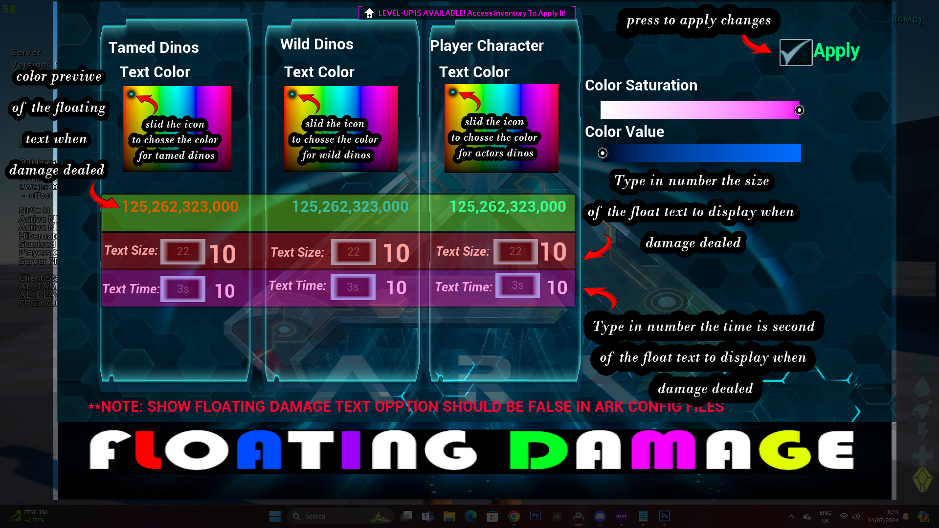 Customizable Float Damage Text - Gallery - Ark Survival Ascended Mods ...